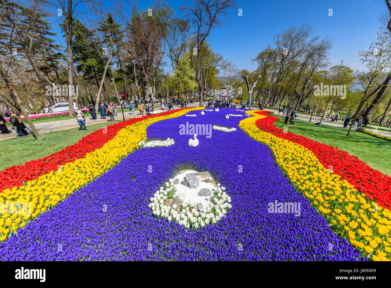 Traditional Tulip Festival in Emirgan Park, a historical urban park ...