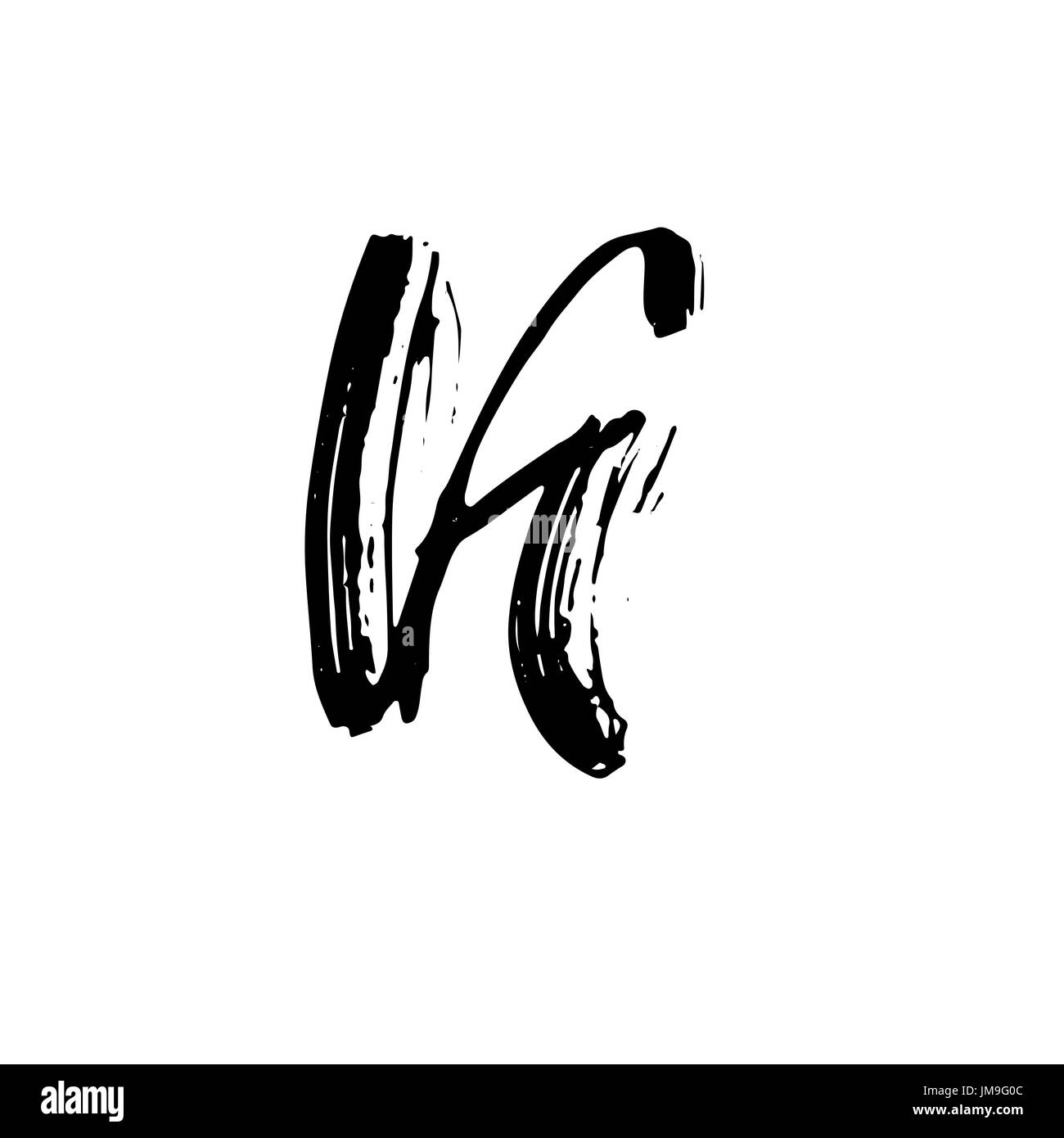 Letter K. Handwritten by dry brush. Rough strokes font. Vector ...