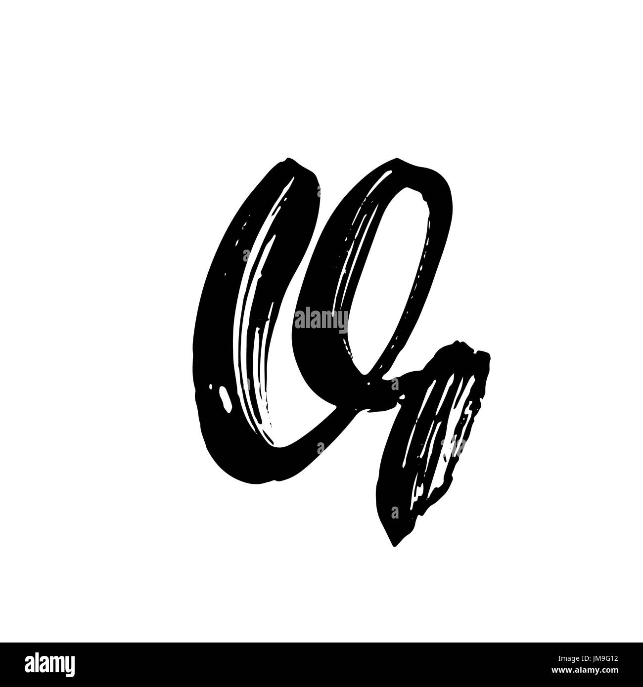 Letter Q. Handwritten by dry brush. Rough strokes font. Vector ...