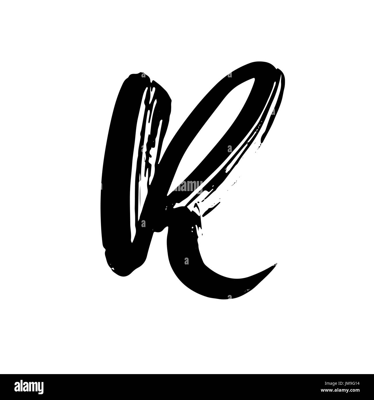 Letter R. Handwritten by dry brush. Rough strokes font. Vector ...