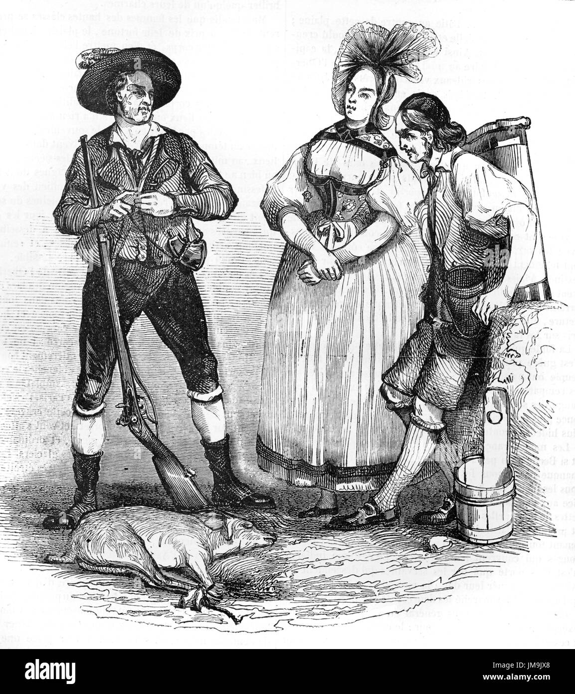 Old illustration of Canton of Bern people in traditional costume ...