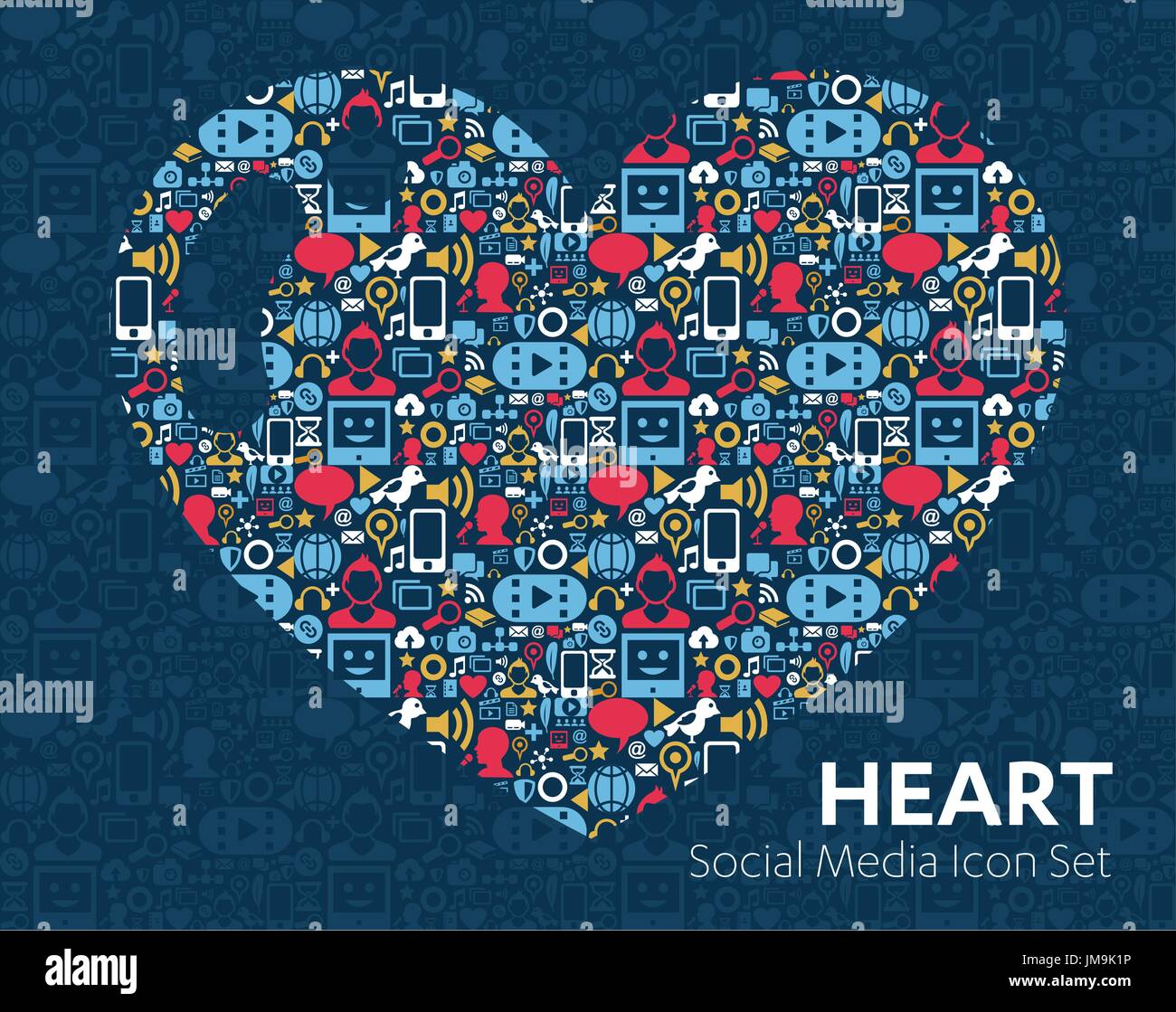 Vector set of social media icons, Social network icon for heart web ...