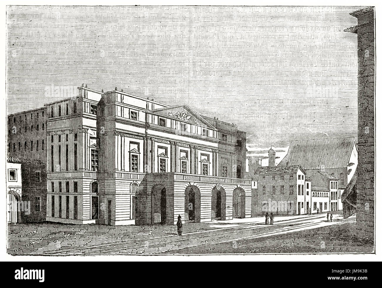Old view of La Scala opera house in Milan, Italy. By unidentified ...