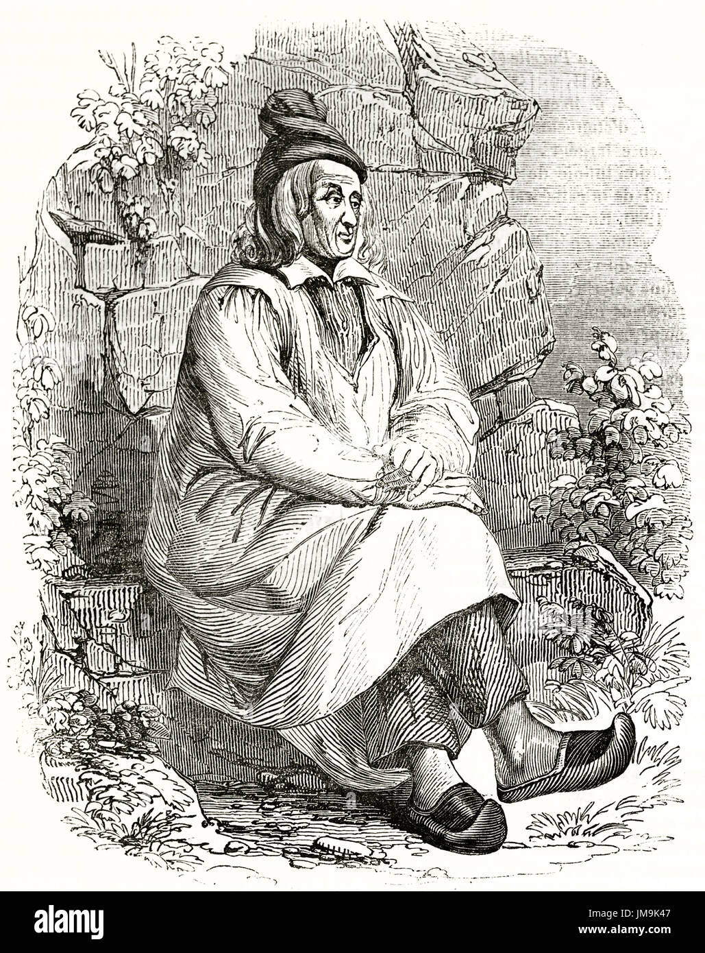 Old engraved portrait of a Norman farmer in traditional costume. By ...