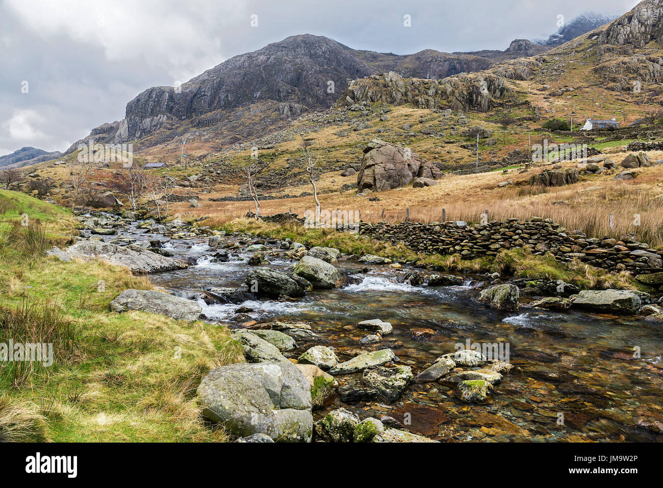 Afon (River) Nant Peris in the Llanberis Pass looking south east ...