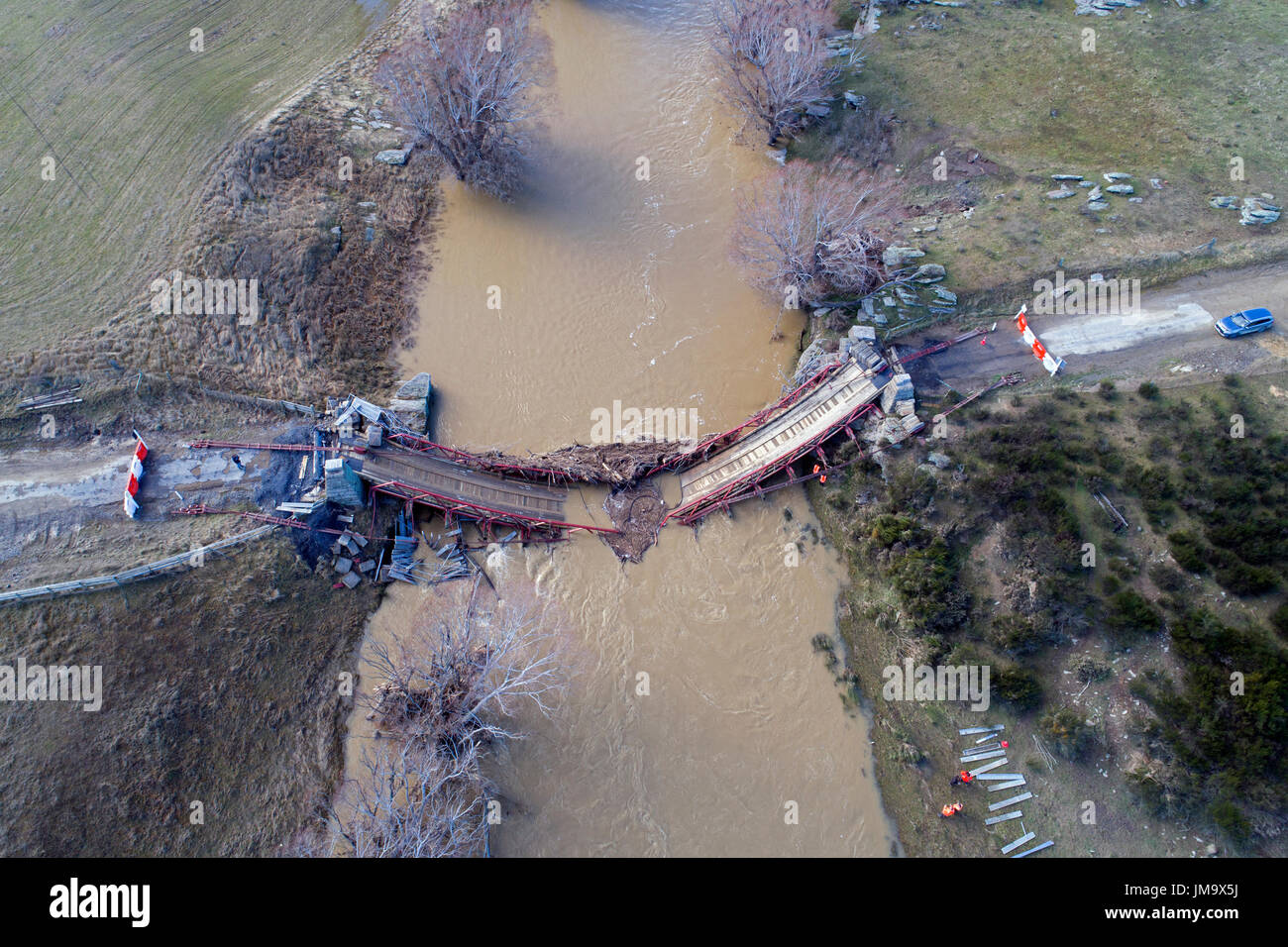 An aerial view of a destroyed bridge hi-res stock photography and ...