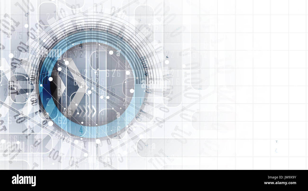 Digital technology world. Business virtual concept. Blur circle window ...