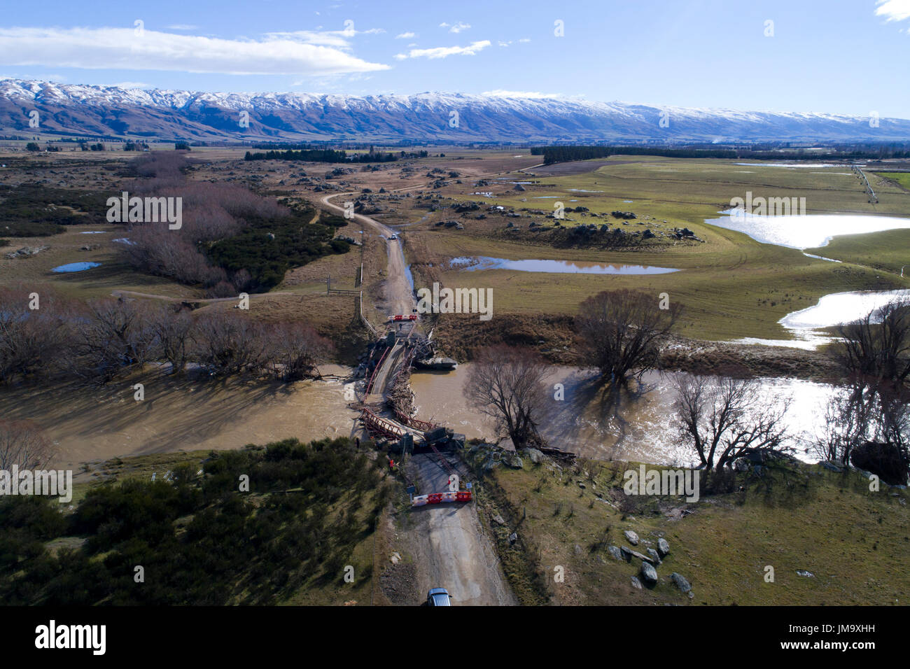 Historic Suspension Bridge over Taieri River, Sutton, Otago, South ...