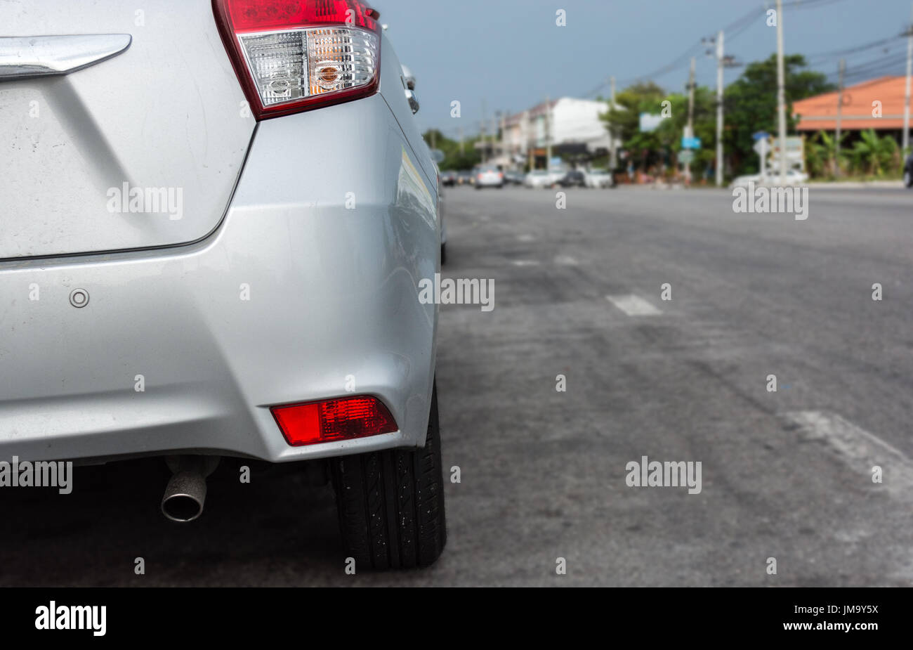 Back of car on the road Stock Photo - Alamy
