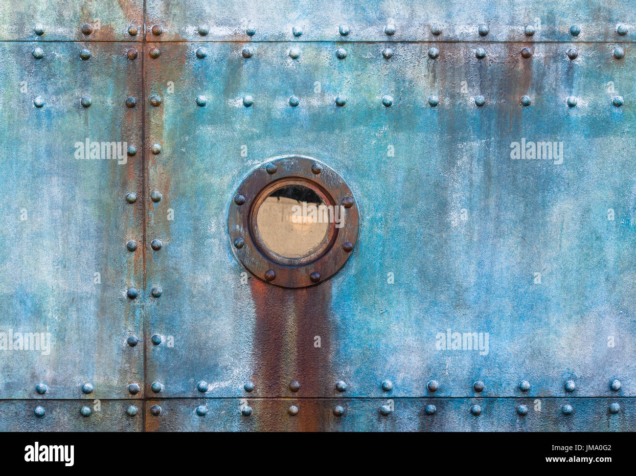 Ship cabin porthole marine engineering vintage rivets steel plates ...