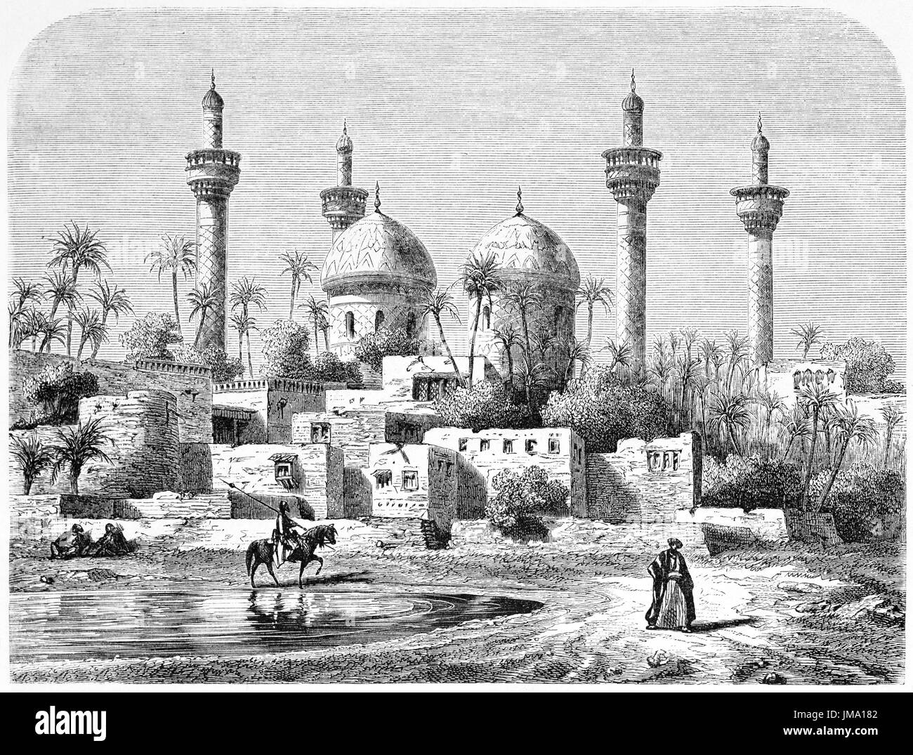 Old view of Al-Kadhimiya mosque in Baghdad, Iraq. Created by Flandin ...