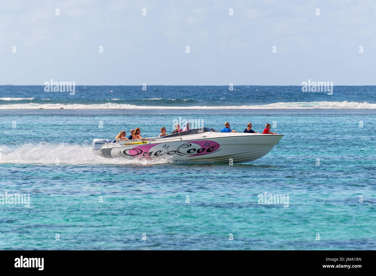 Blue Bay, Mauritius - December 28, 2015: Luxury private speed boat ...