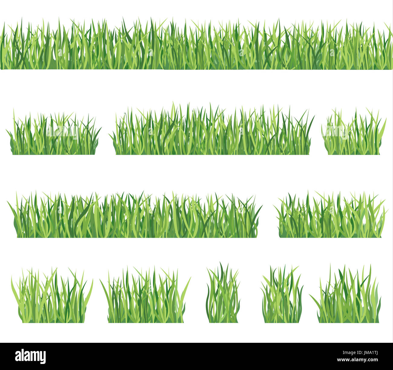 Grass border background set. Summer icon and seamless frame collection ...