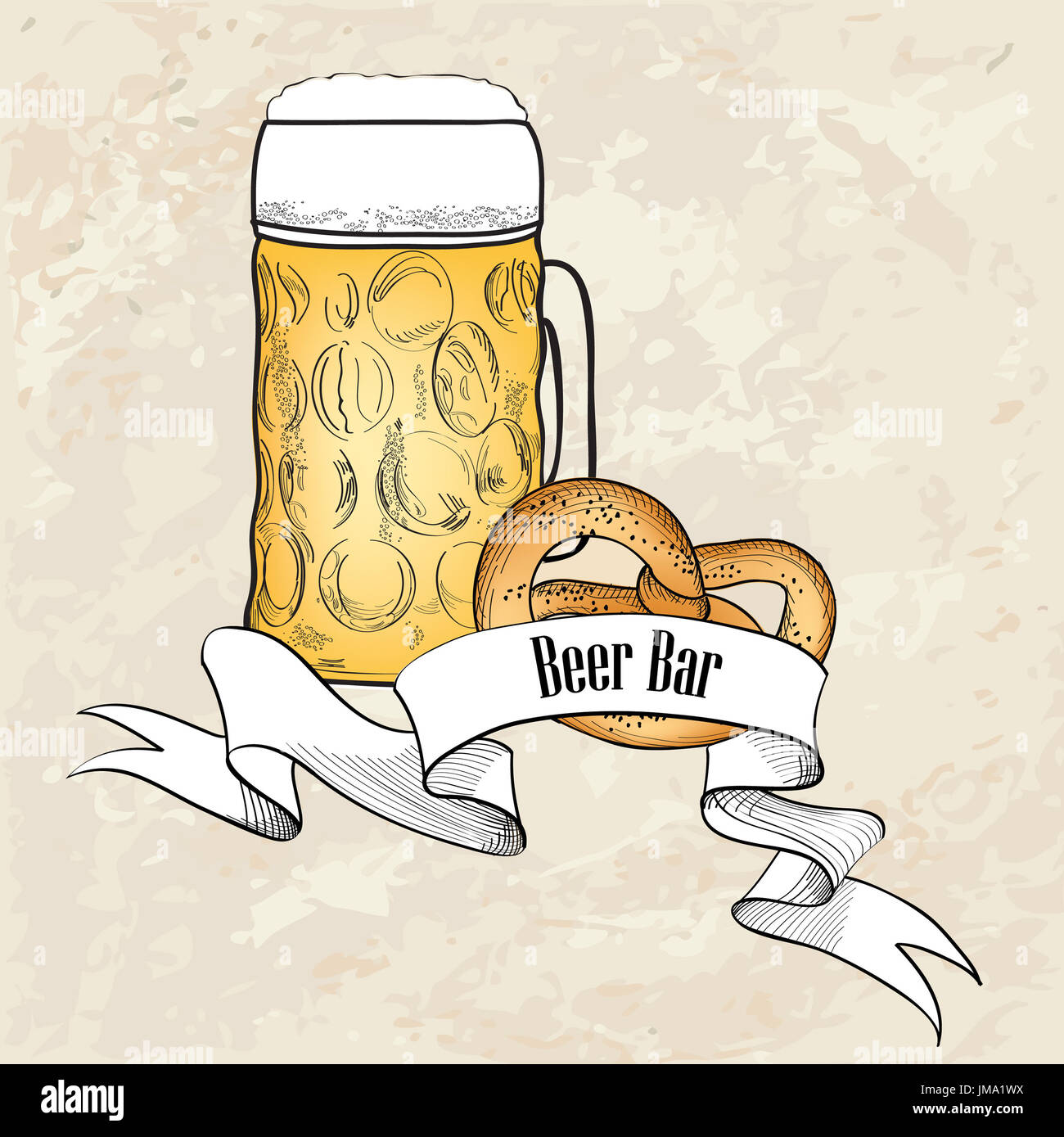 Beer ware background in retro style. Beer Mug banner. Beer Glass doodle ...
