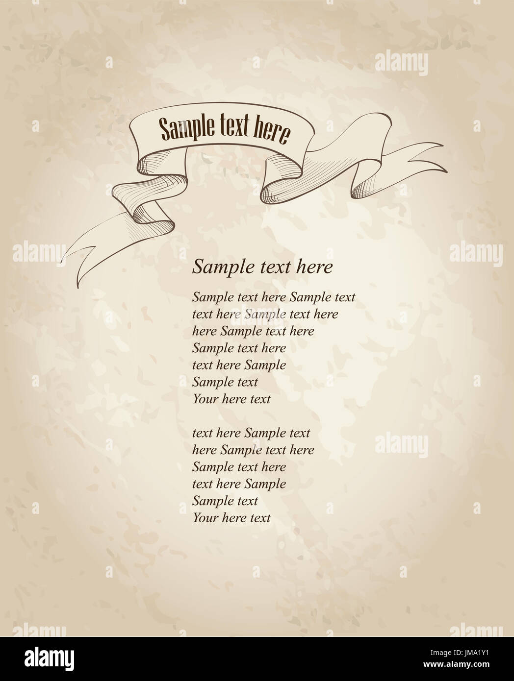 Old paper background with ribbon header and copy space Stock Photo - Alamy