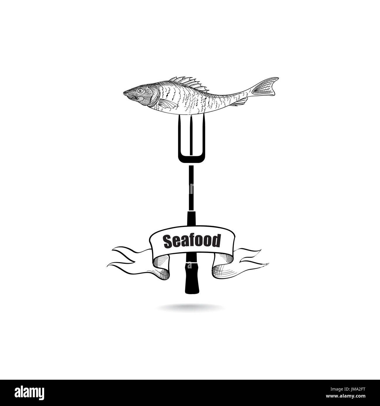Fish seafood sign. Underwater marine food background. Sea dish. Menu ...