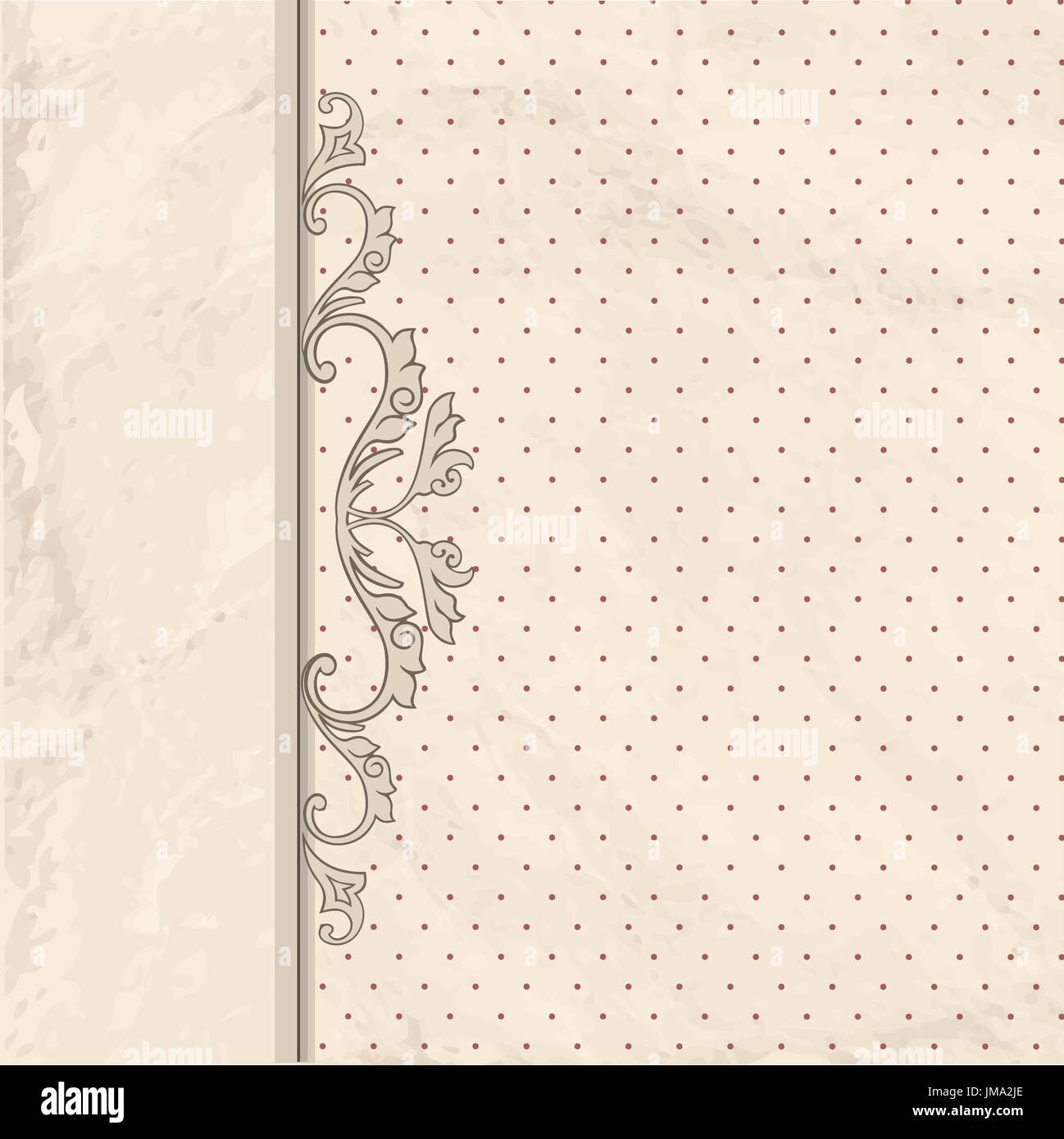 Floral border on vintage background. Old paper with patern in retro ...