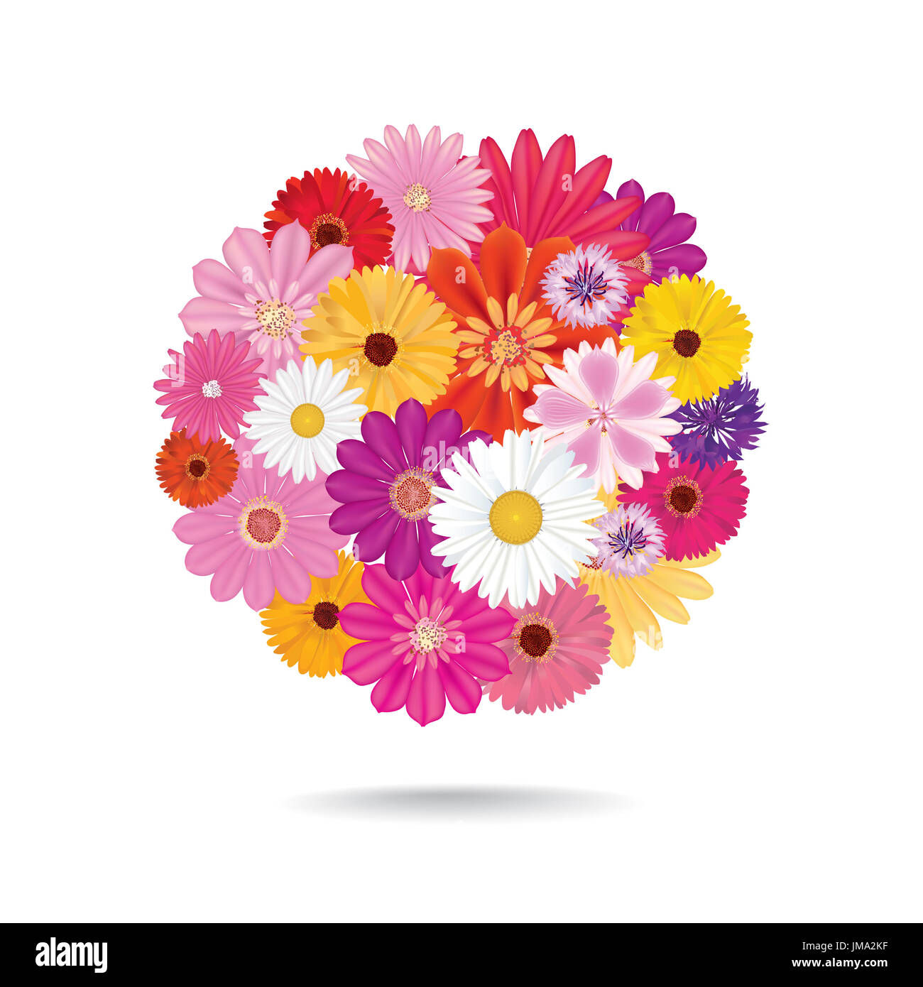 Abstract circle with flowers. Floral posy background Stock Photo - Alamy