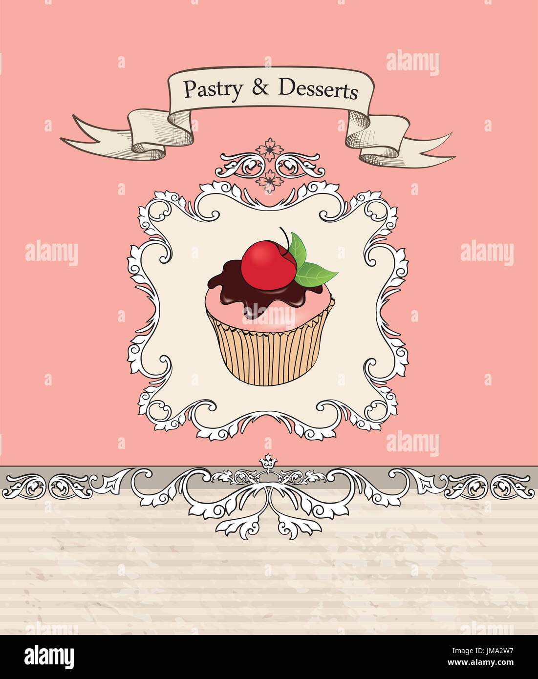 Vintage Cakes Bacground. Retro Bakery Label. Sweets and Desserts Menu ...
