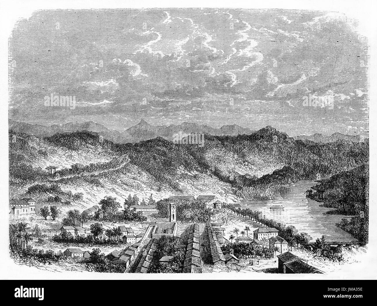 Old view of Kandy, Sri Lanka. Created by De Bar after Tennent ...