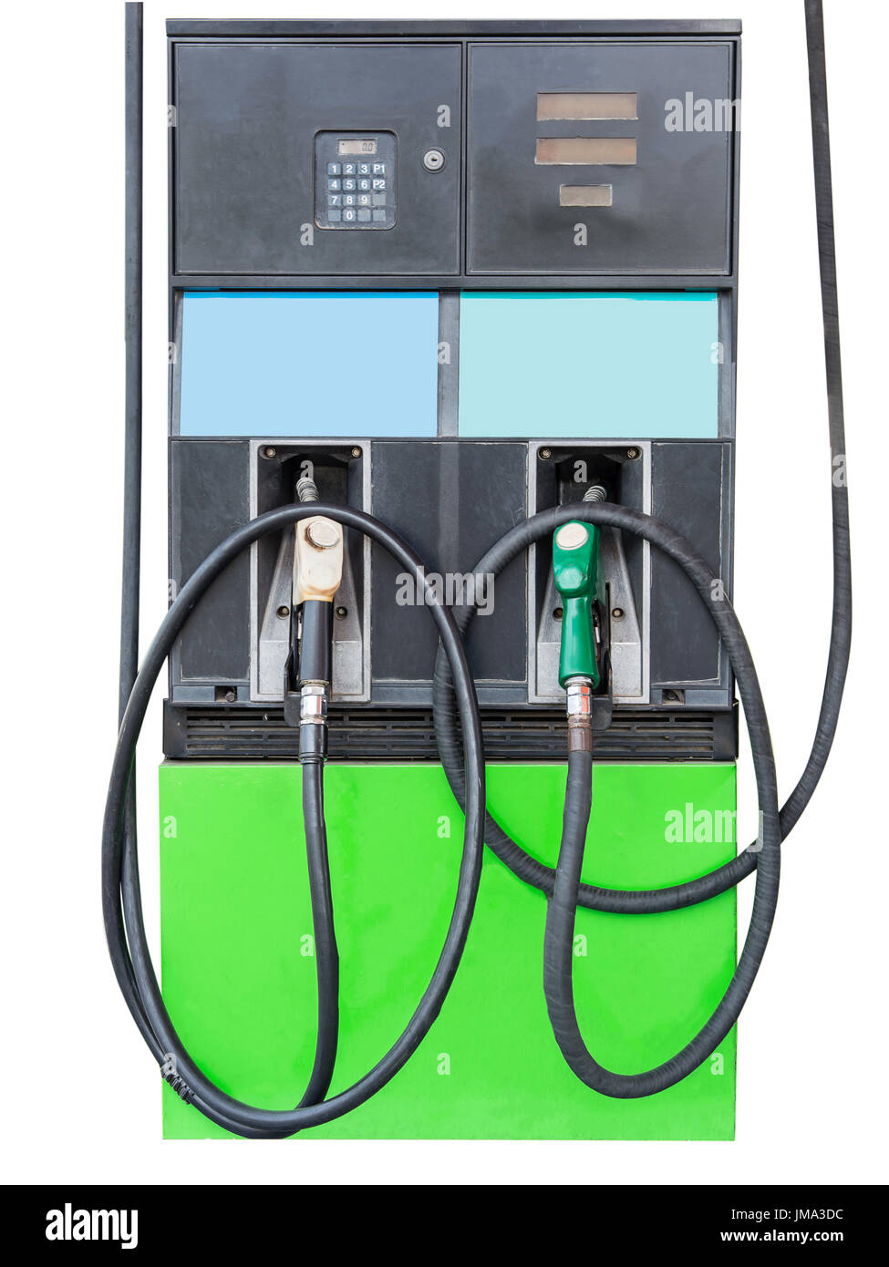 Fuel nozzle to add fuel in car at gas station. Isolated on white ...