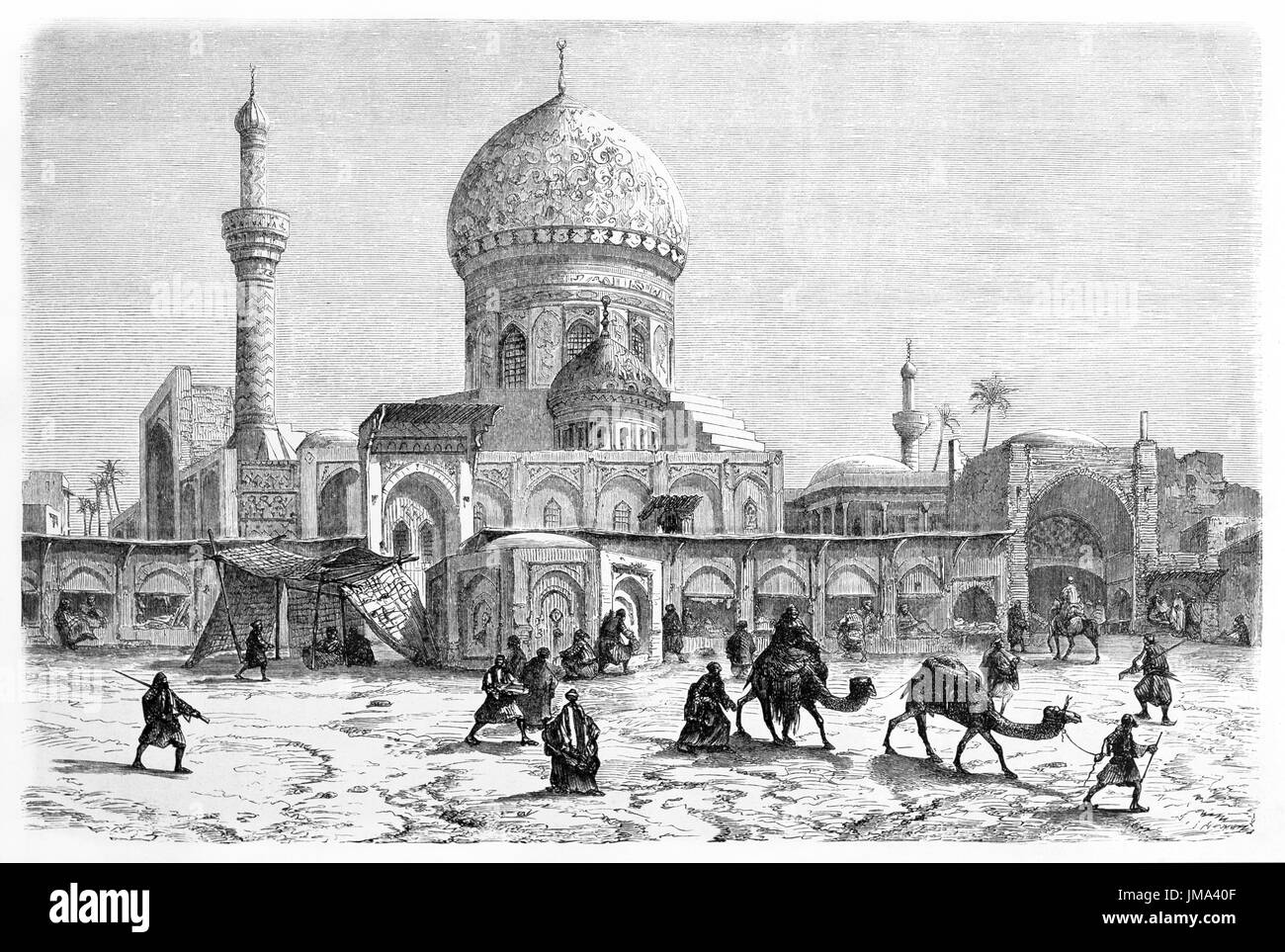 Old view of Midan mosque, Baghdad. Created by Flandin, published on ...