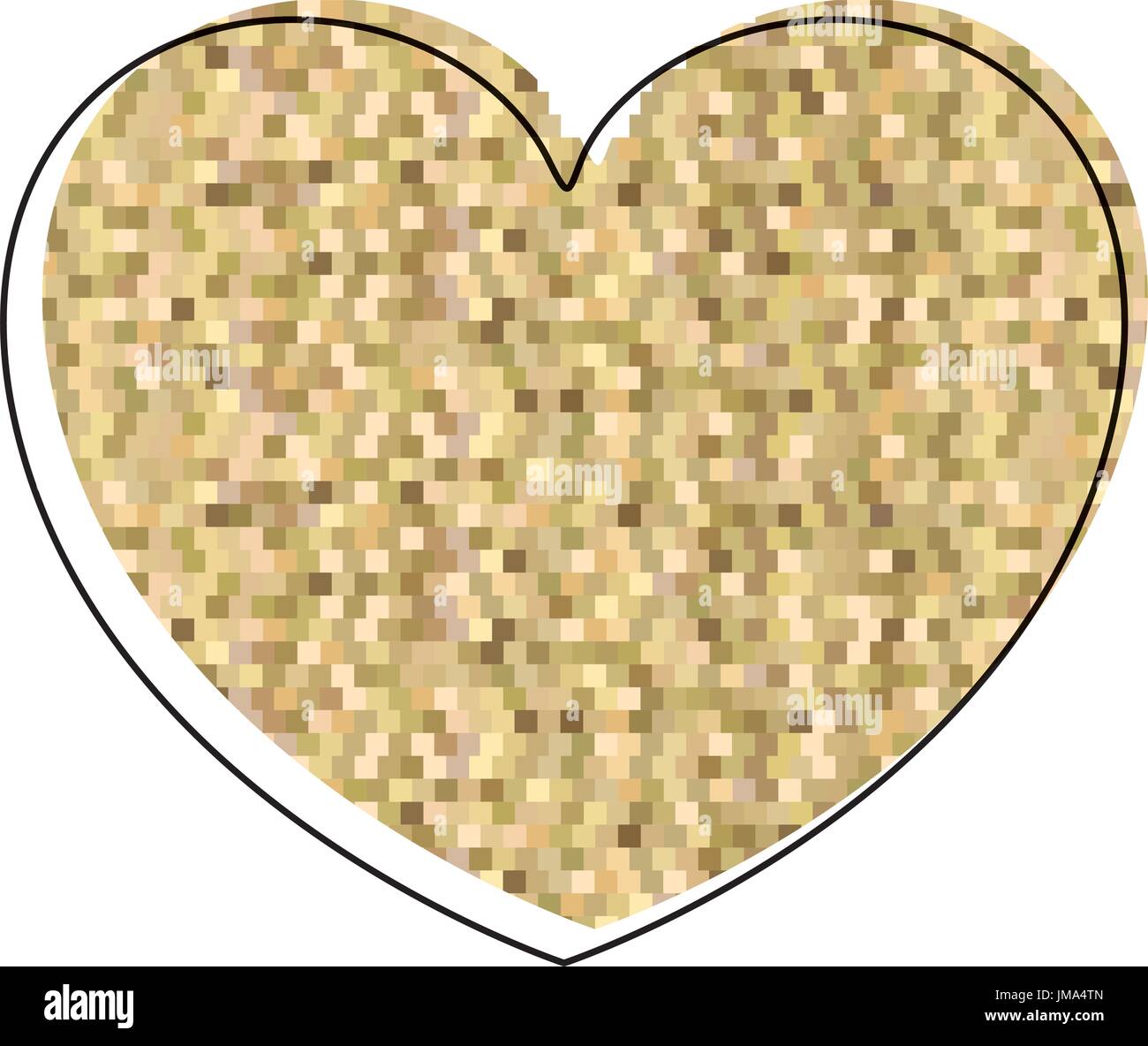 watercolor silhouette of hand drawing yellow pixel heart shape ...