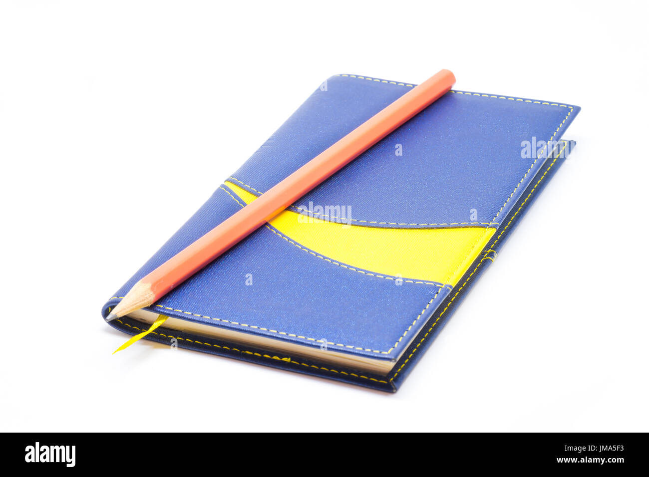 Blue leather notebook isolated on white background Stock Photo - Alamy