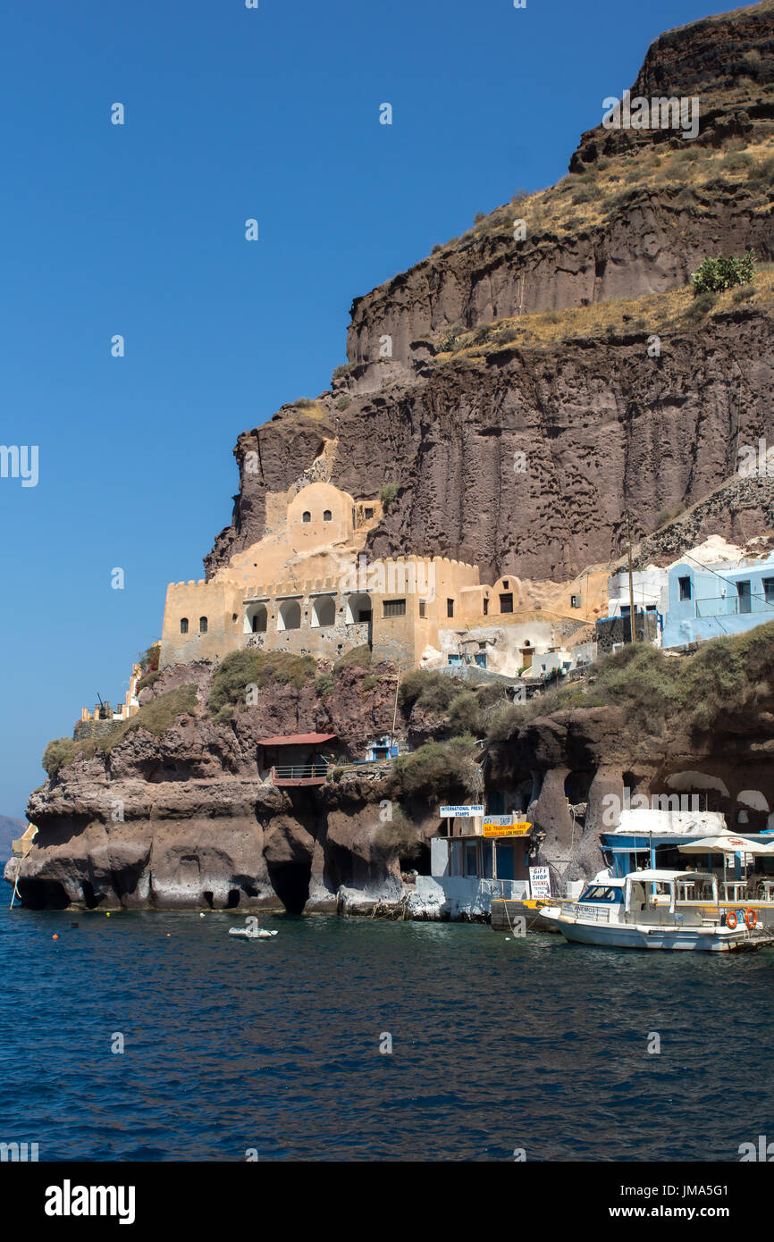 Port of Fira, Santorini, Thira, Cyclades Islands, Greece Stock Photo ...