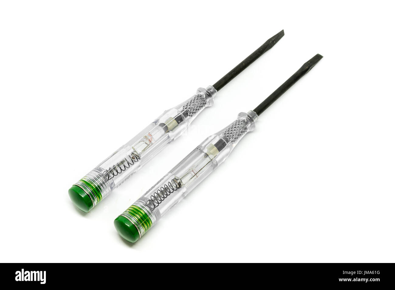 Screwdriver with tester isolated on a white background. Tool to check ...