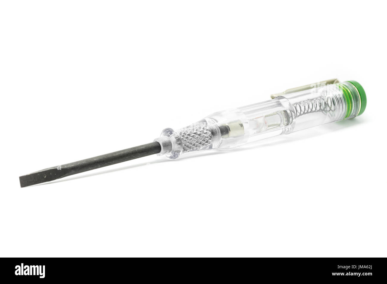 Screwdriver with tester isolated on a white background. Tool to check ...