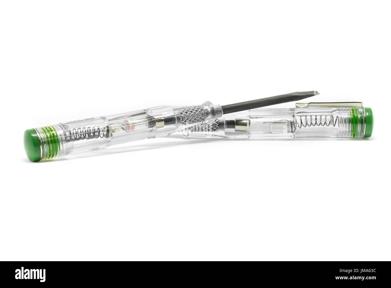 Screwdriver with tester isolated on a white background. Tool to check ...