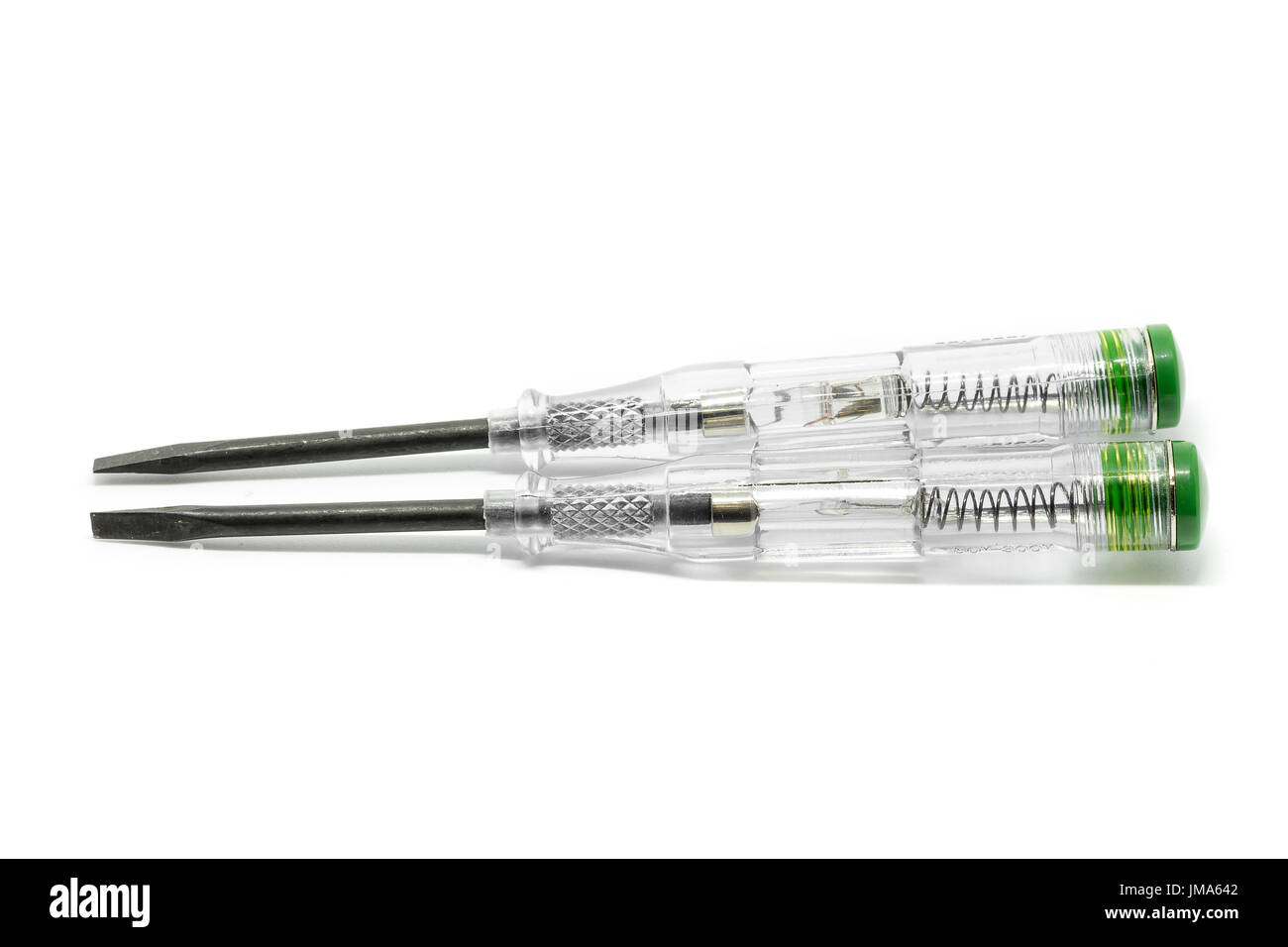 Screwdriver with tester isolated on a white background. Tool to check ...