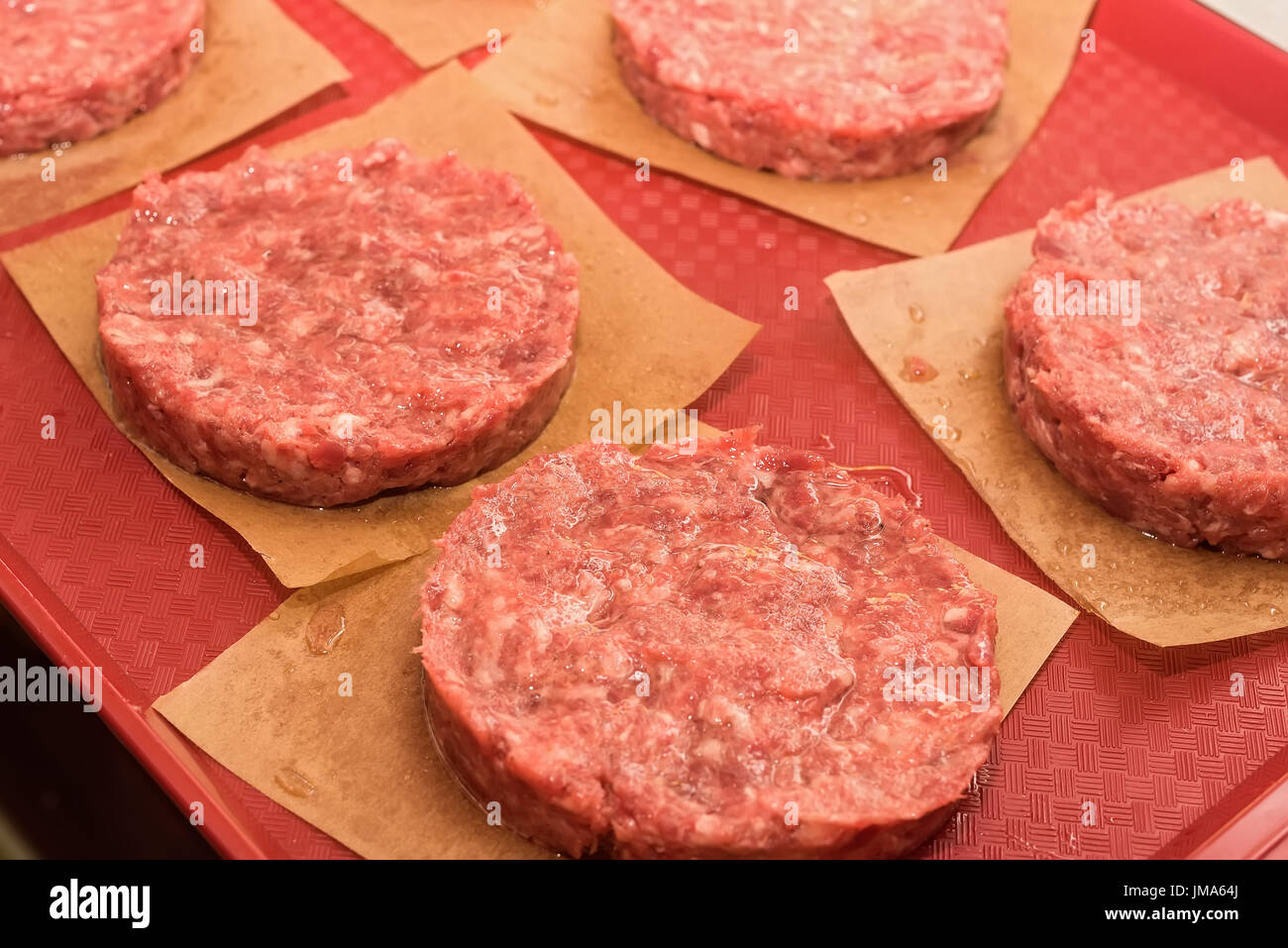 Raw round cutlets made of ground beef Stock Photo - Alamy