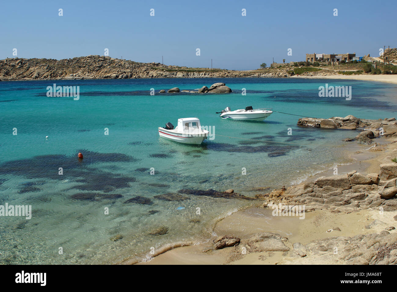 Paranga Beach on the island of Mykonos, Cyclades Islands, Greece Stock ...