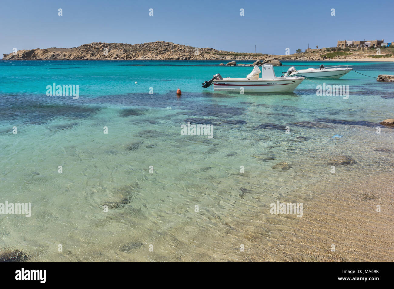 Paranga Beach on the island of Mykonos, Cyclades Islands, Greece Stock ...