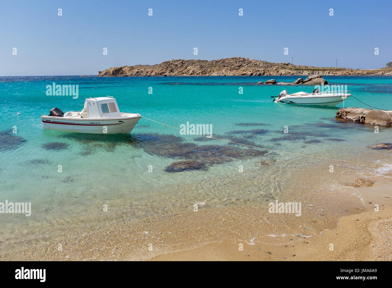 Paranga Beach on the island of Mykonos, Cyclades Islands, Greece Stock ...
