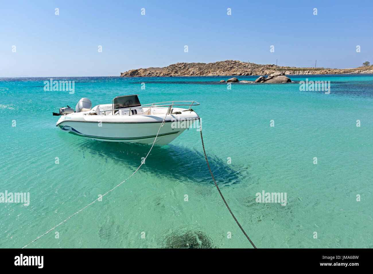 Paranga Beach on the island of Mykonos, Cyclades Islands, Greece Stock ...