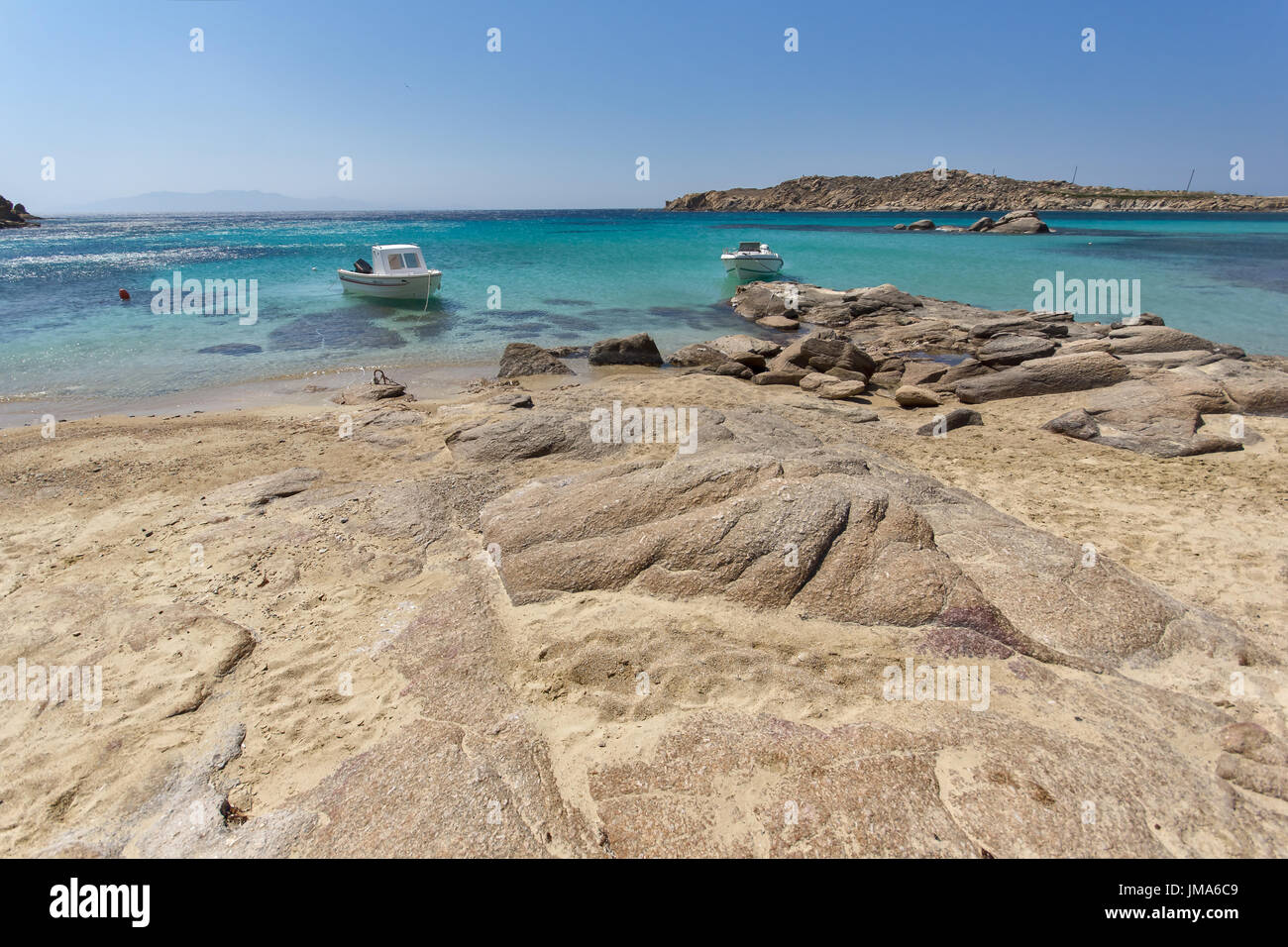 Paranga Beach on the island of Mykonos, Cyclades Islands, Greece Stock ...