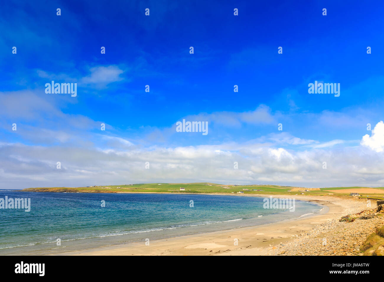 sunny Bay Of Skaill, Orkney Mainland, seen from Skara Brae site Stock ...