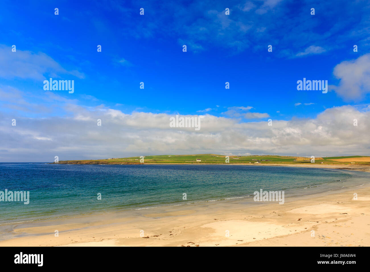 sunny Bay Of Skaill, Orkney Mainland, seen from Skara Brae site Stock ...