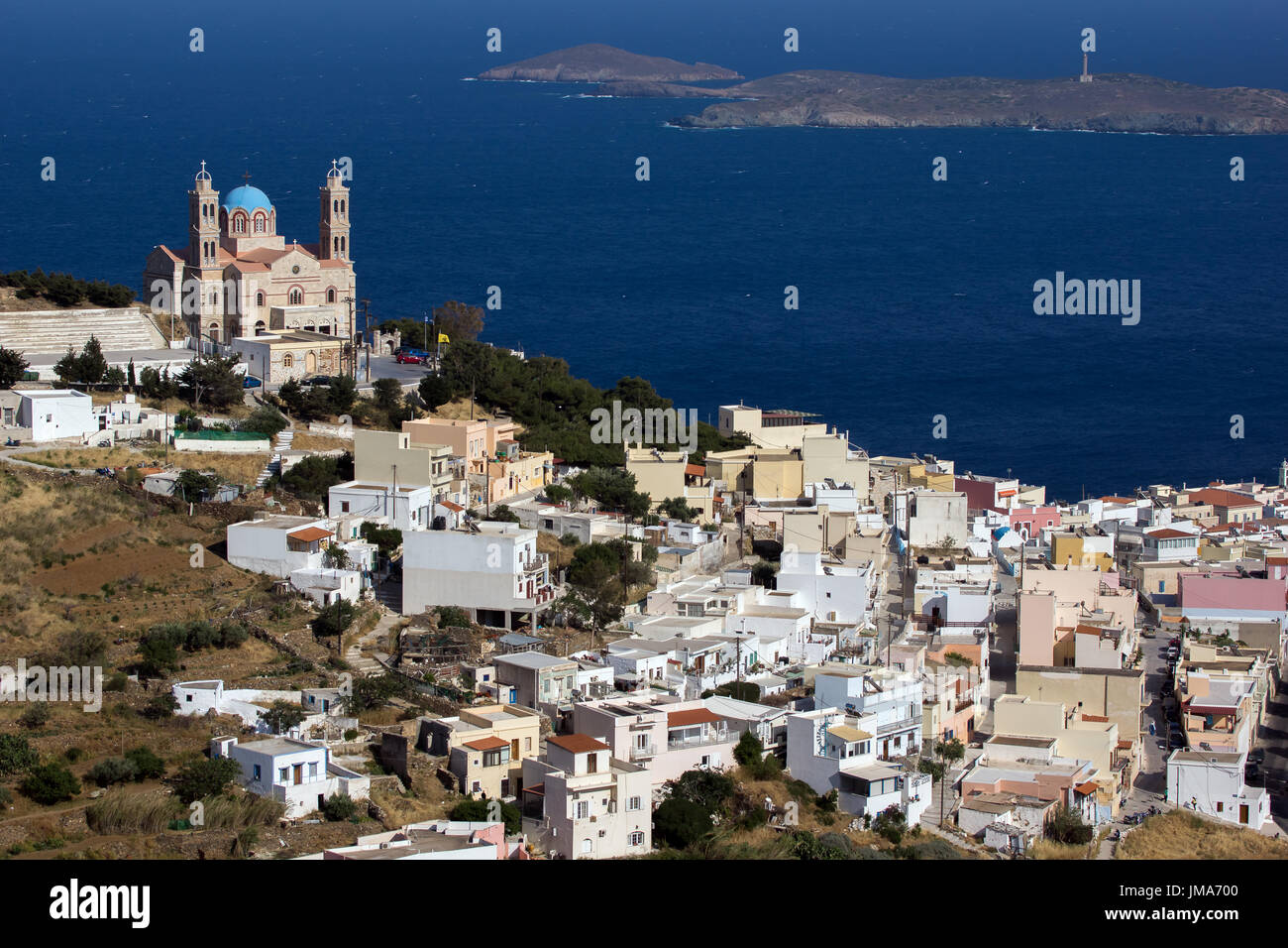 Church in Ermoupoli, Syros Island, Cyclades Islands, Greece Stock Photo ...