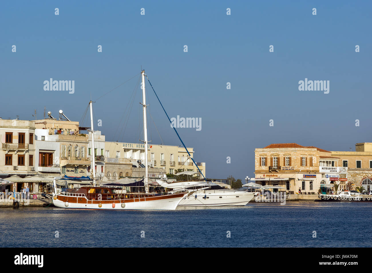 Port of Ermoupoli, Syros Island, Cyclades Islands, Greece Stock Photo ...