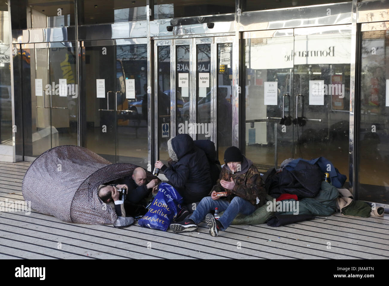 Homeless outside British Home Stores Stock Photo - Alamy