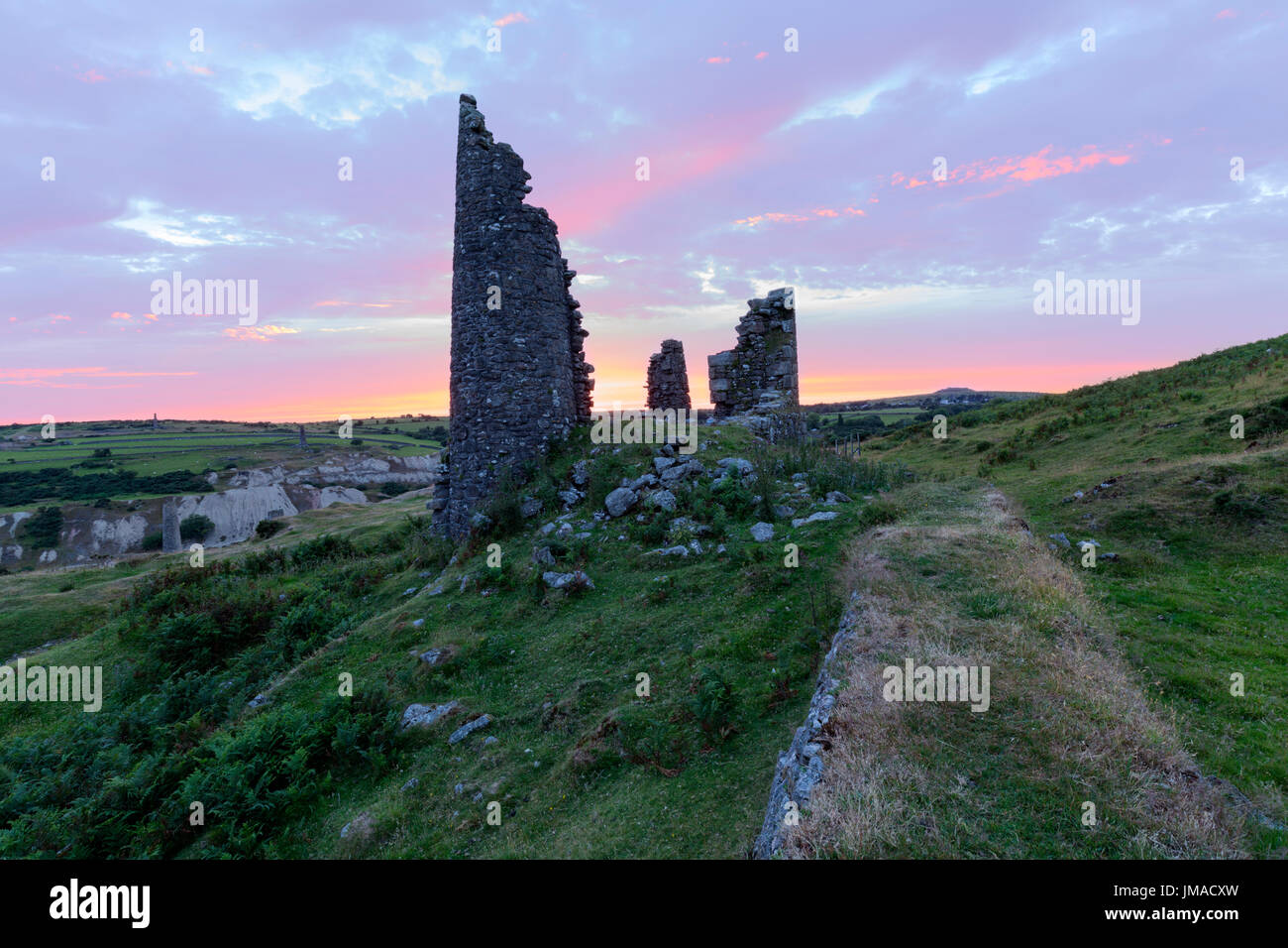 Pearces shaft of the site of the old Caradon Copper Mine Stock Photo ...