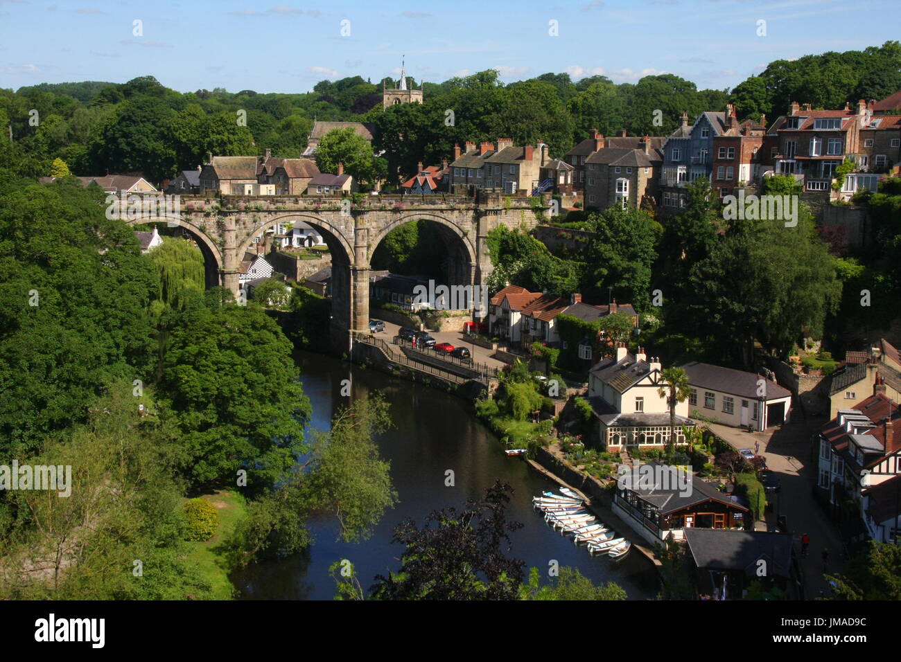 River Nidd and the imposing railway viaduct across the Nidd Gorge in ...