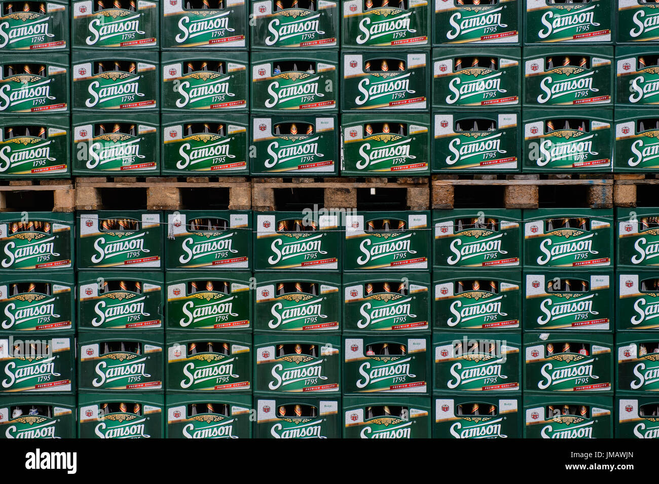 Ceske Budejovice, Czech Republic. 26th July, 2017. Beer crates at ...