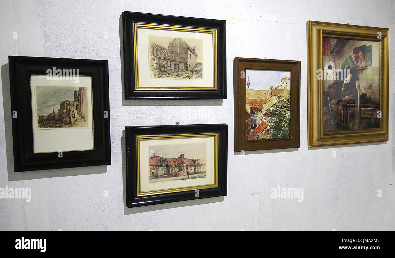 Berlin, Germany. 27th July, 2017. Paintings by Adolf Hitler on display ...