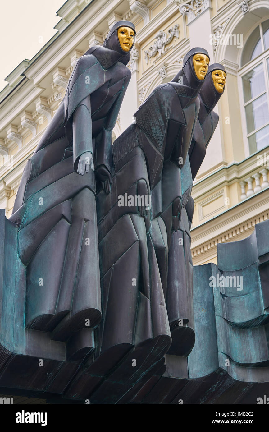 Sculpture on the building of the Lithuanian National Drama Theater in ...