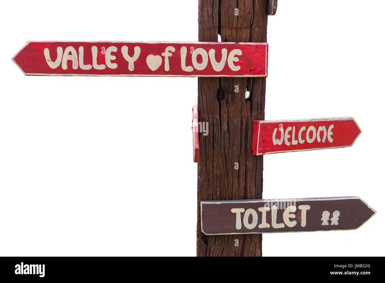 Wooden pillar hang with sign Stock Photo - Alamy
